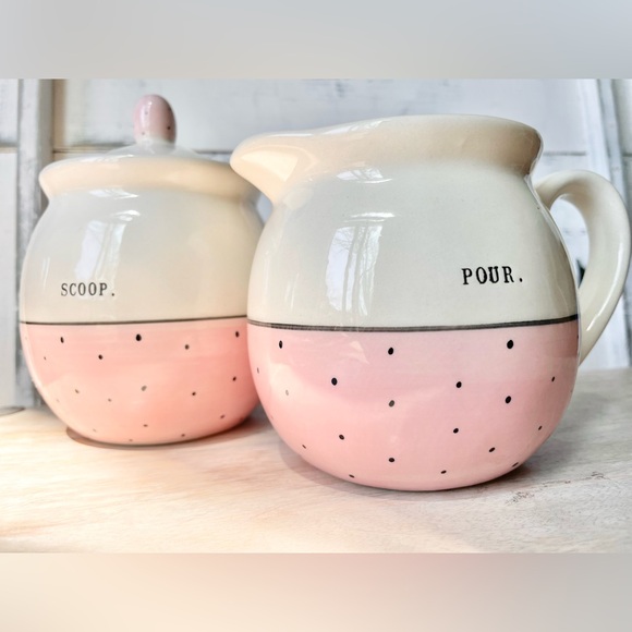 Rae Dunn | Dining | Rae Dunn Pink Polka Dot Band And Type Print Sugar ...